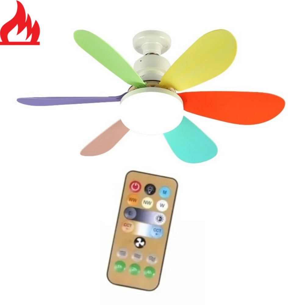 Remote-control-lighting-LED-lamp-ceiling-fan-fan-E27-converter-base ...