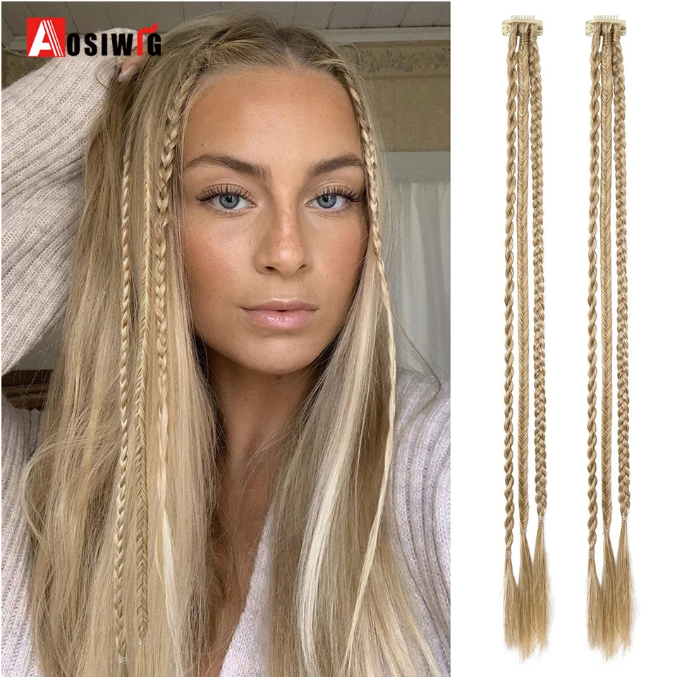 Extensiones-de-Cabello-con-Clip-trenzado-2-piezas-de-trenzas-largas ...