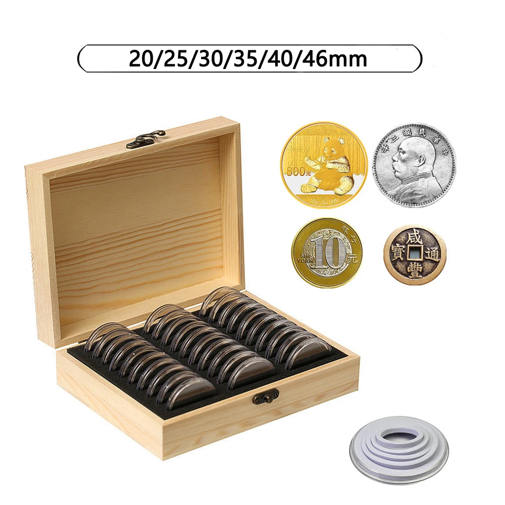 Wooden Container Capsules Coins | 35mm Coin Capsules Storage Box ...