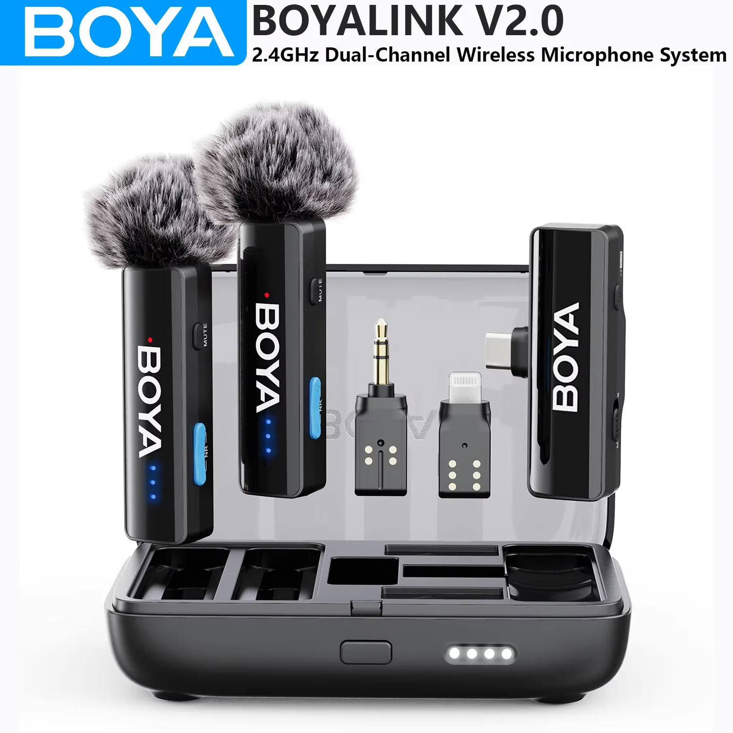 BOYA BOYALINK V2.0 micrófono Lavalier inalámbrico para iPhone Android cámaras DSLR Smartphone ...