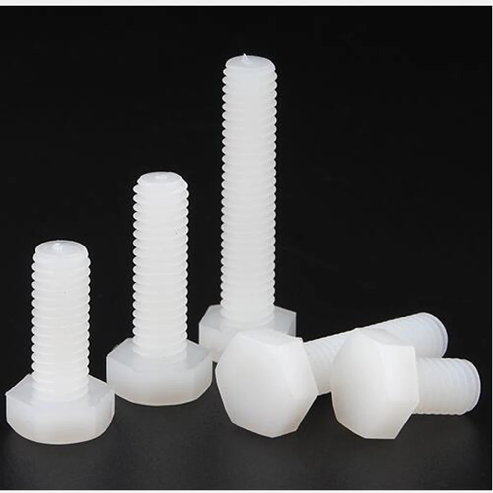 5pcs M12x20mm 100mm White Nylon Hex Bolt White Hex Head Bolts Nylon ...