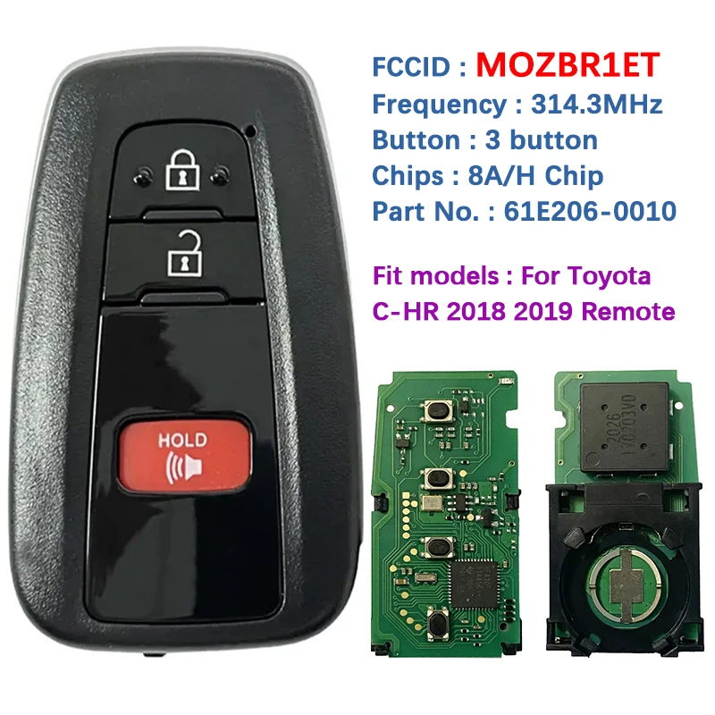 Cn007191 Aftermarket 3 Button Smart Key For 2016 Toyota Prius Remote ...