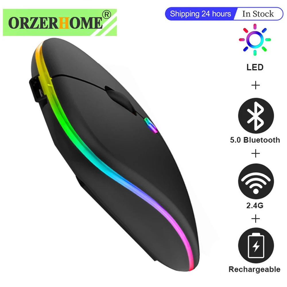 Generic Orzerhome Wireless Mouse Rgb Rechargeable Bluetooth Mice ...