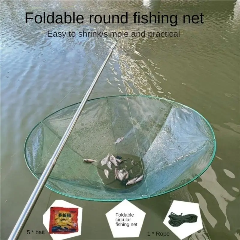 Foldable-Round-Drop-Cage-Fishing-Nylon-Mesh-Net-Adjustable-Shrimp-Cage ...