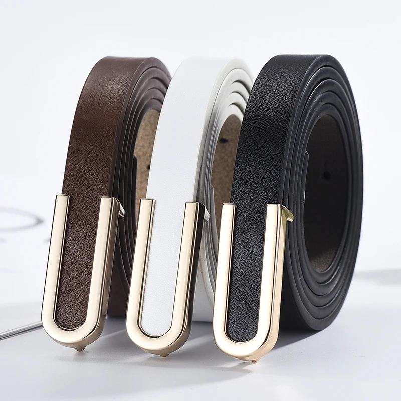 Women-s-Belt-Fashion-U-shaped-Snap-Button-Thin-Belt-Versatile-in-All ...