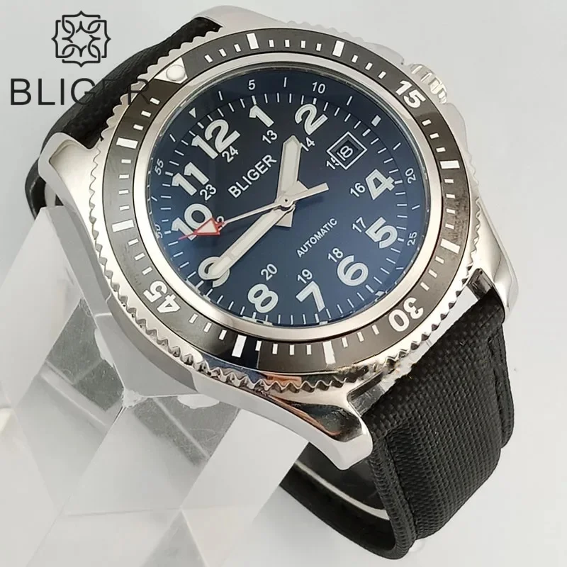 BLIGER 44 мм черный циферблат, керамический Безель, арабская цифра NH35 ...