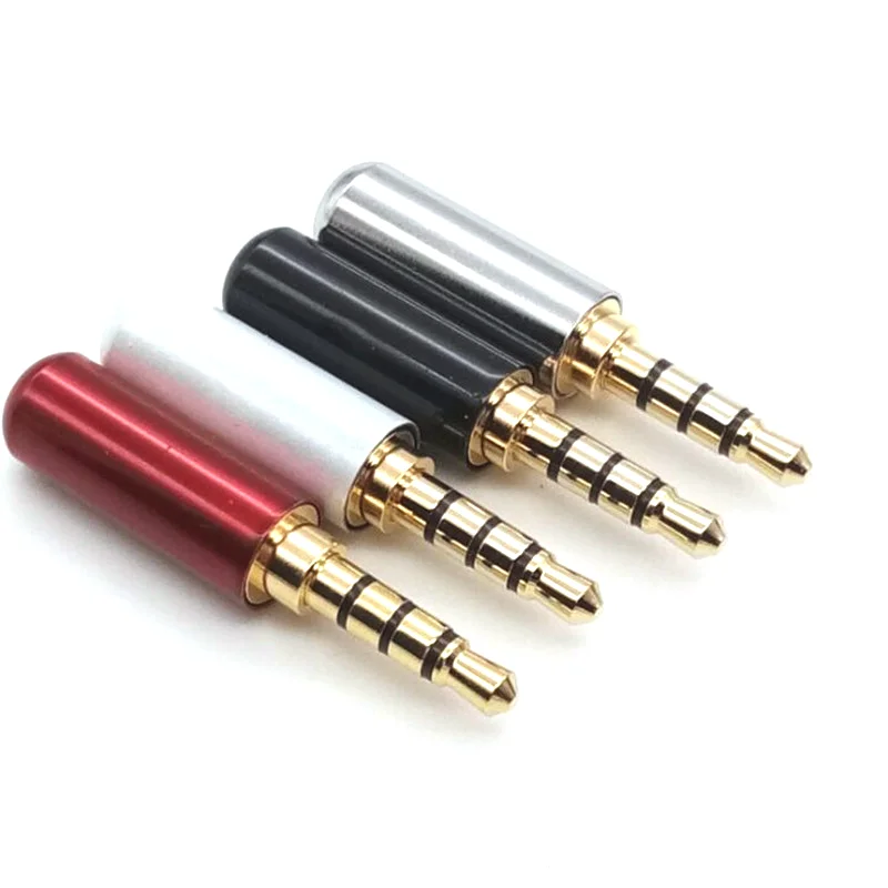 5pcs/lot Mini Jack 3.5mm 4 Poles Male Plug Aluminum Shell Stereo 4pin 3 ...
