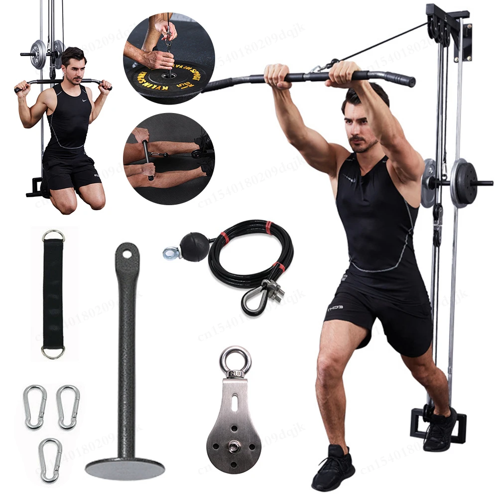 1Set Fitness Pulley Cable Machine System DIY Gym Attachment Adjustable ...