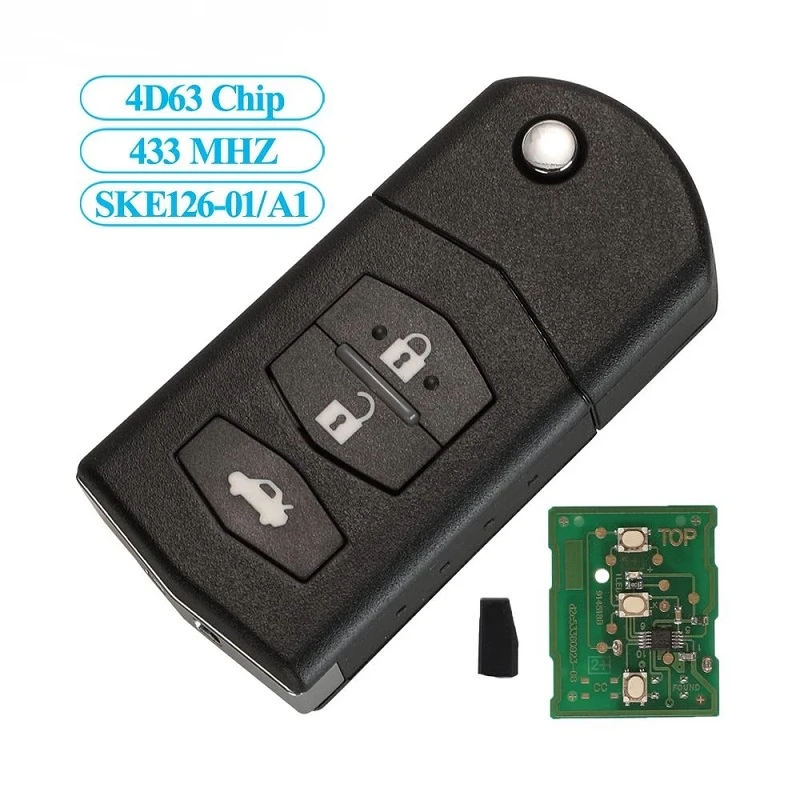 Remote Car Flip Key Fob 433mhz Ske126-01/a1 4d63 For Mazda 2 M2 Demio 3 ...