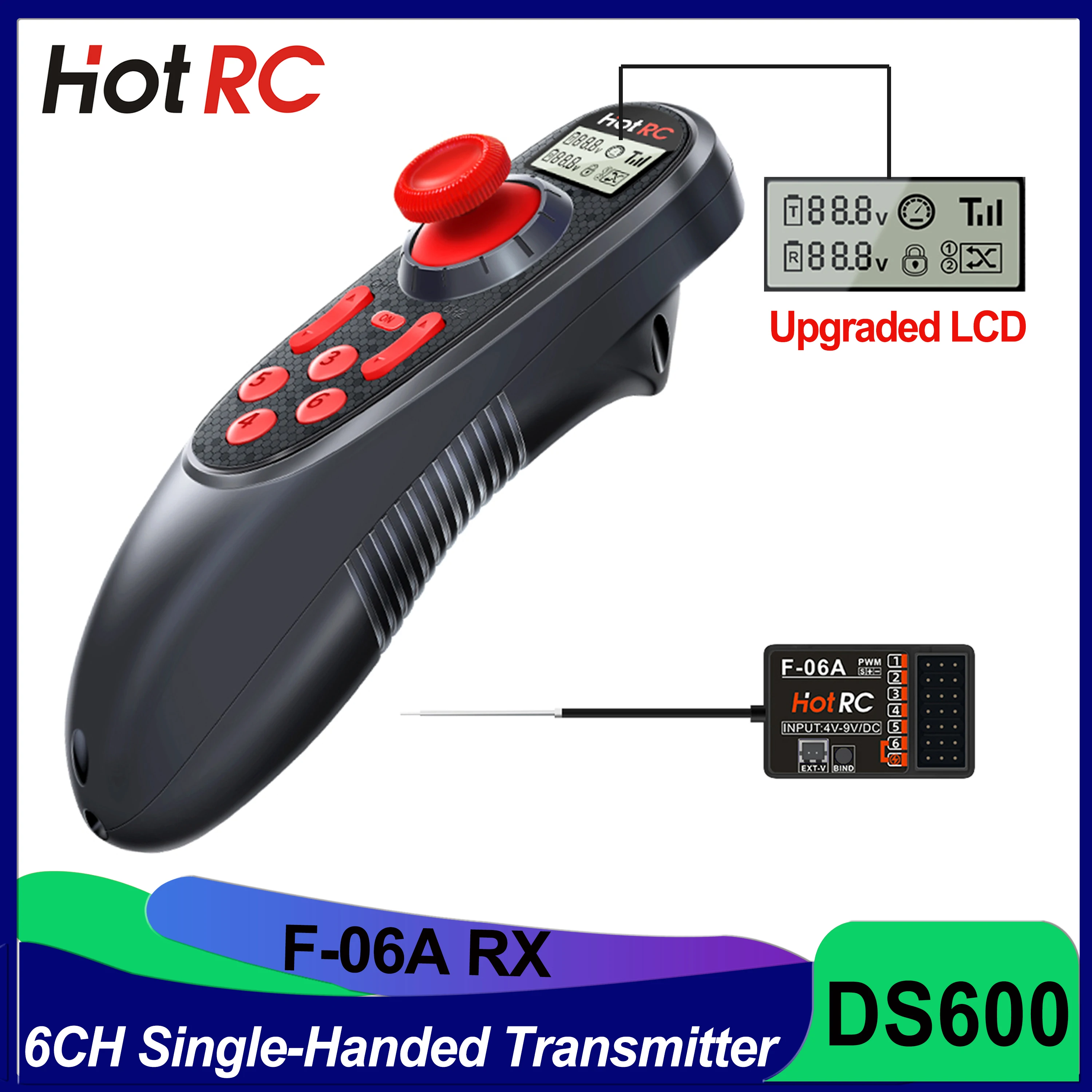 Hotrc Ds 600 6ch 2 4ghz Radio System Transmitter Remote Controller With F 06a Pwm 6