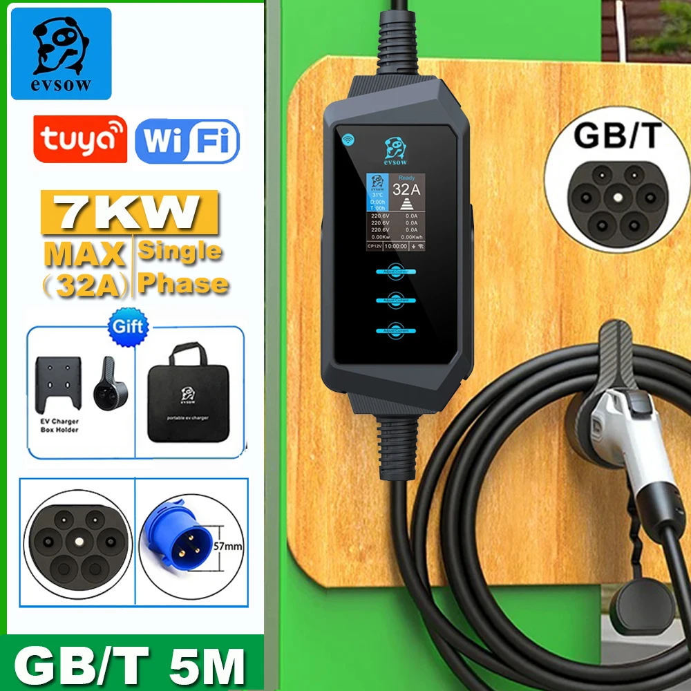 evsow-GBT-Electric-Car-Charger-7KW-32A-EV-Charger-Wi-Fi-APP-Control ...