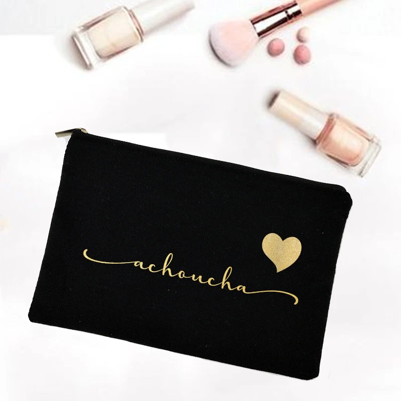 Personalized Makeup Bag Custom Name Canvas Cosmetic Case Wedding ...