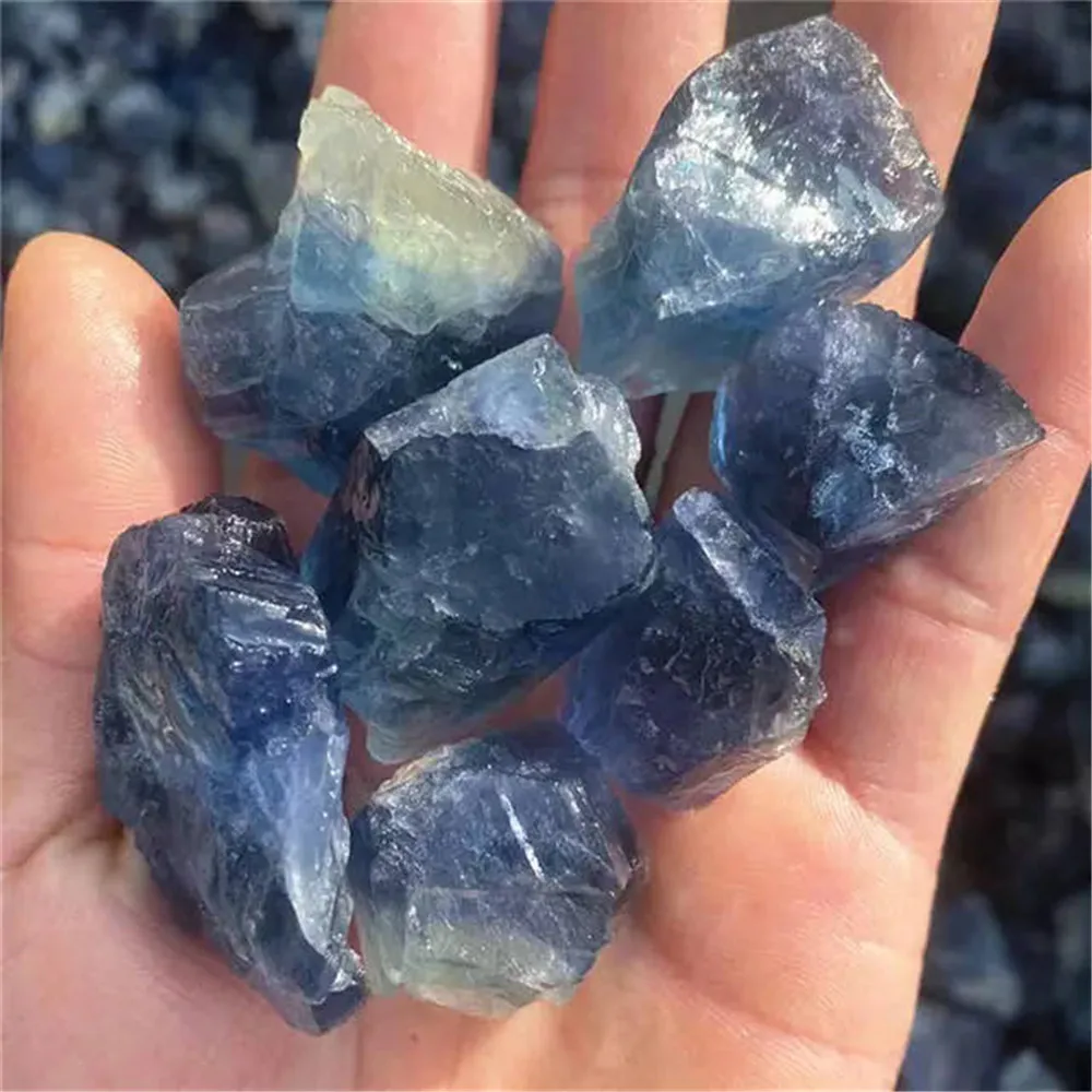 Natural Carved Raw Gemstone Blue Fluorite Rough Crystal Healing Stones ...