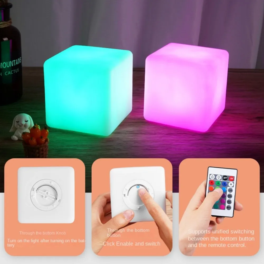 LED-Cube-Table-Lamp-16-Colors-Dimmable-Bedside-Atmosphere-Light-Party ...