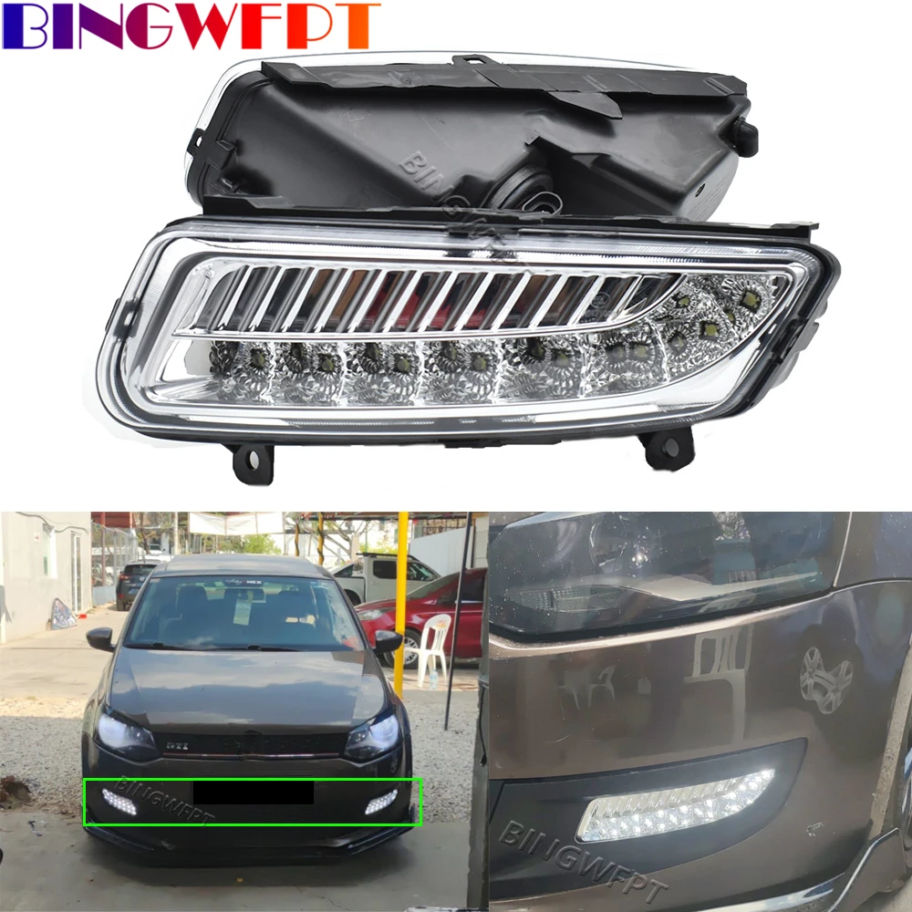 Car LED/Halogen Fog Lights For VW Volkswagen Polo MK8 6R 2011 2012 2013 ...