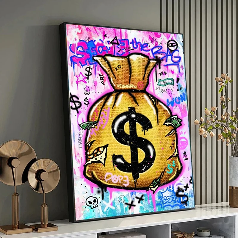 Graffiti-Art-Money-Golden-Bags-Dollars-Colorful-Picture-Street-Wall-Art ...