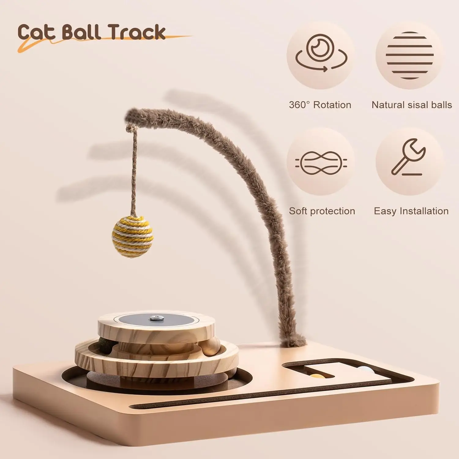 Mewoofun Cat Toy Roller 2-layer Turntable & Play Track with Interactive ...