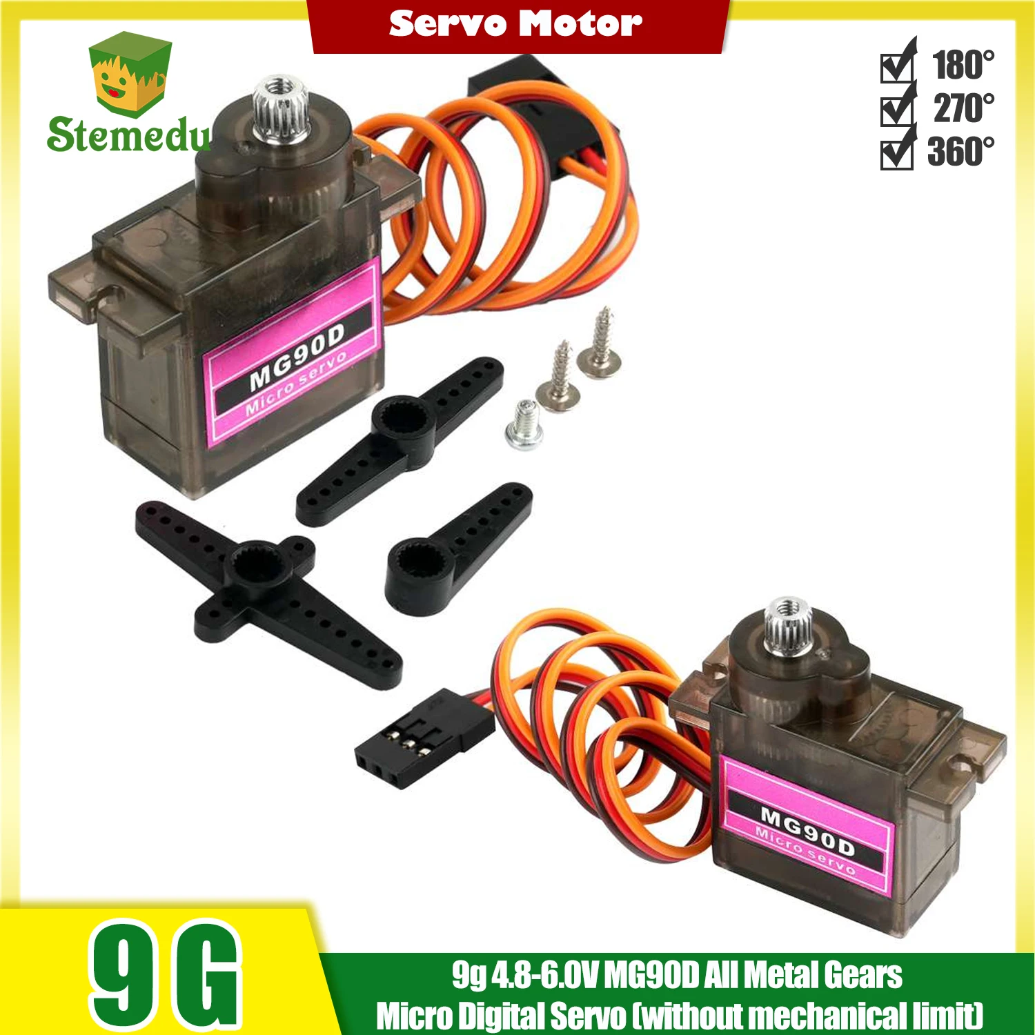 1/2/4/10pcs 9g MG90D Micro Digital Servo 180°/270°/360° MG90S MG90 ...