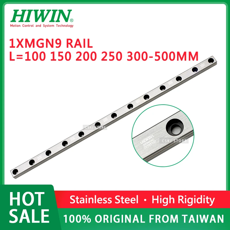 HIWIN riel lineal MGN9 de acero inoxidable, 100, 150, 200, 250, 300 ...