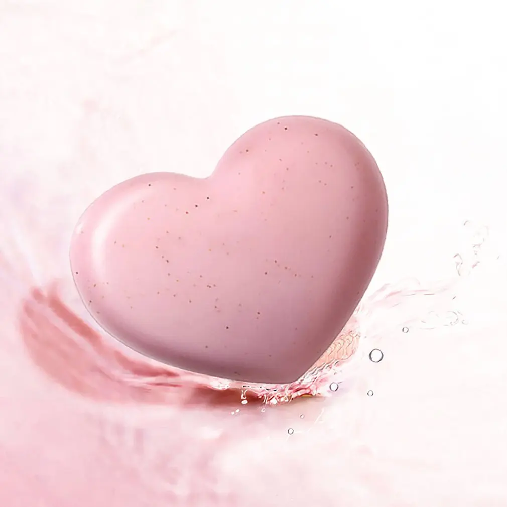 Bath Soap Peach Pink Tender Heart-shaped Whitening Mite Removal ...