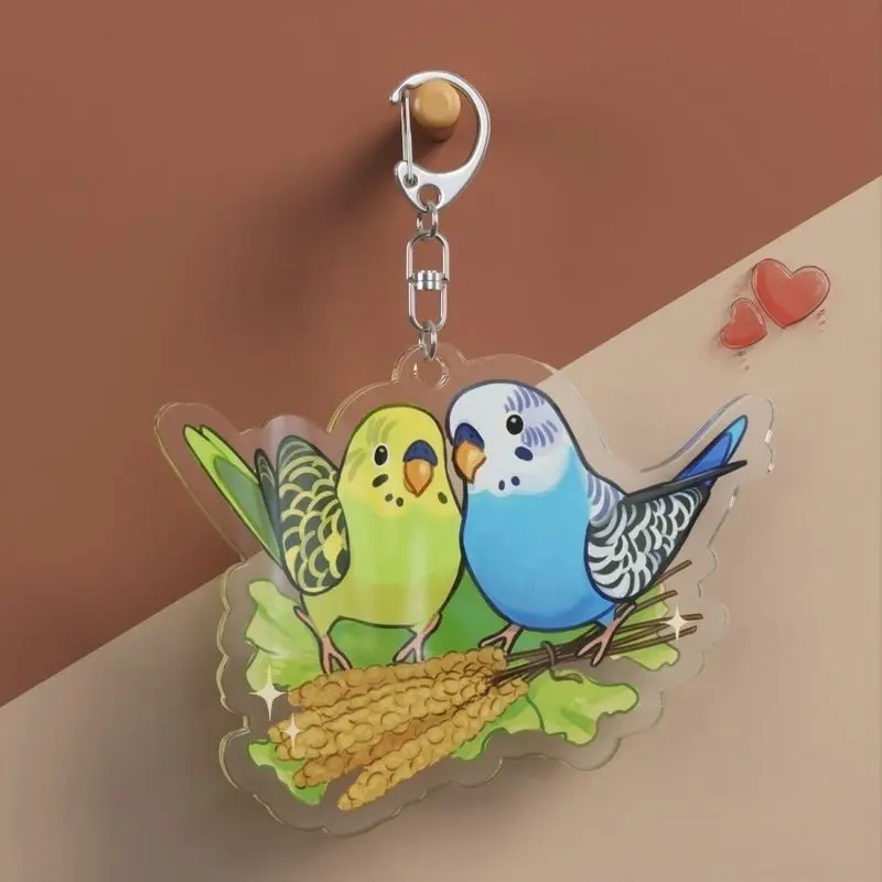 parrot-keychain-Acrylic-love-bird-Parrot-bird-Key-chain-ring-Cute ...