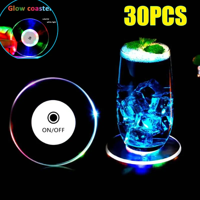 1-10-20-30PCS-LED-Coaster-Light-Up-Coasters-Stickers-Liquor-Bottle ...