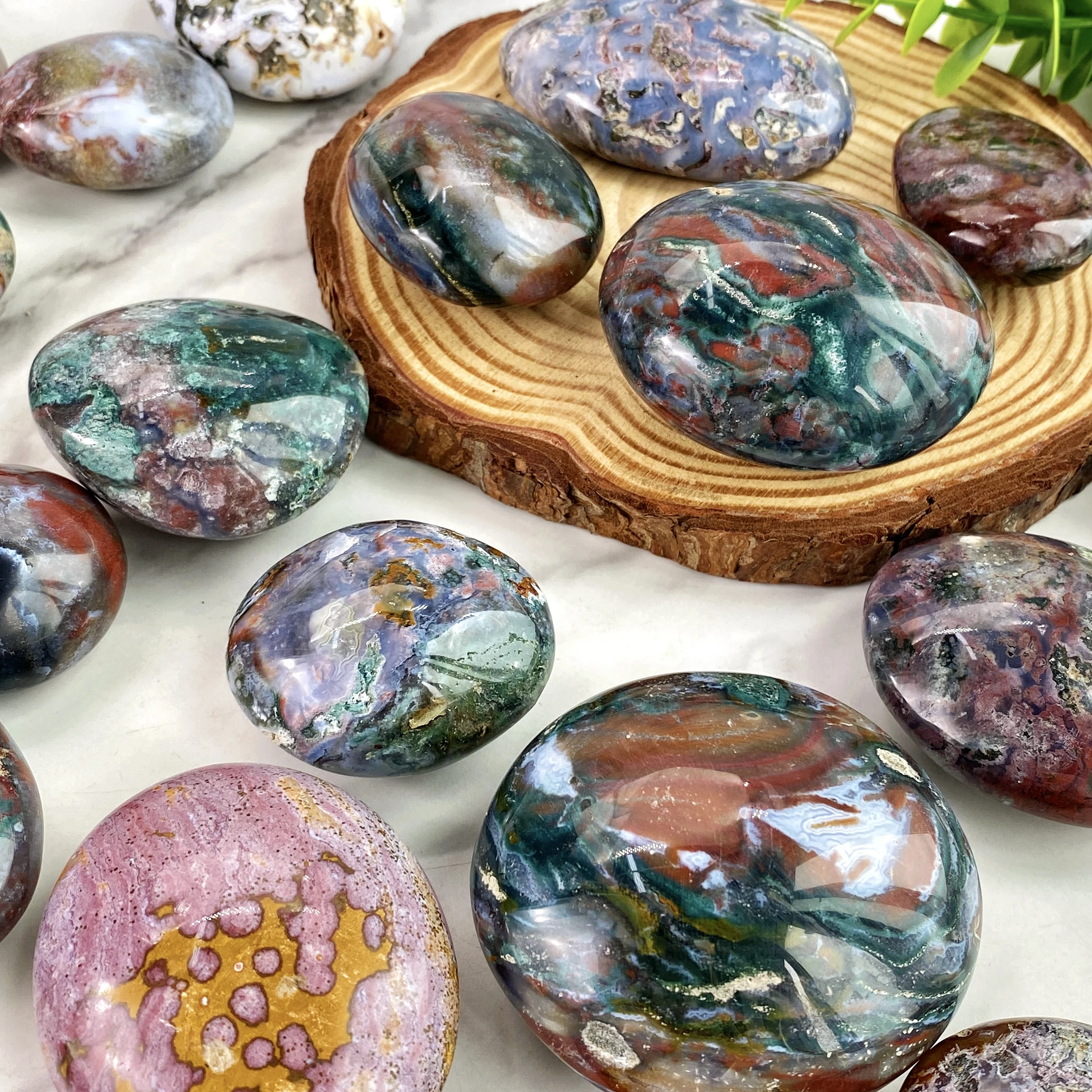 Random 1PC High Quality Ocean Jasper Palm Natural Crystal Palm,Gife ...