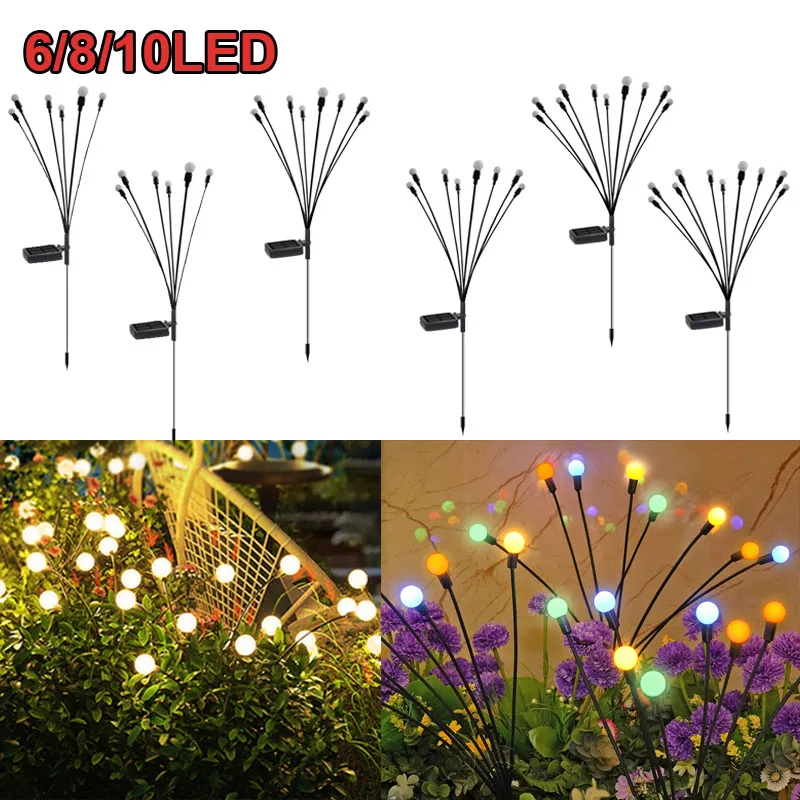 6-8-10-LED-Solar-Firefly-Lights-Garden-Lawn-Lights-Outdoor-Waterproof-Swaying-Light-For ...