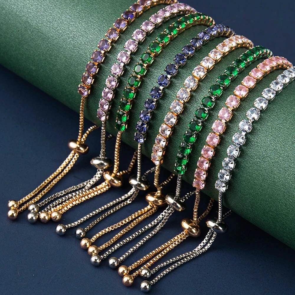 ZHOUYANG-Tennis-Bracelet-For-Women-Luxury-Handy-Adjustable-4-Claws-Mosaic-4mm-Zirconia-Rose-Gold ...