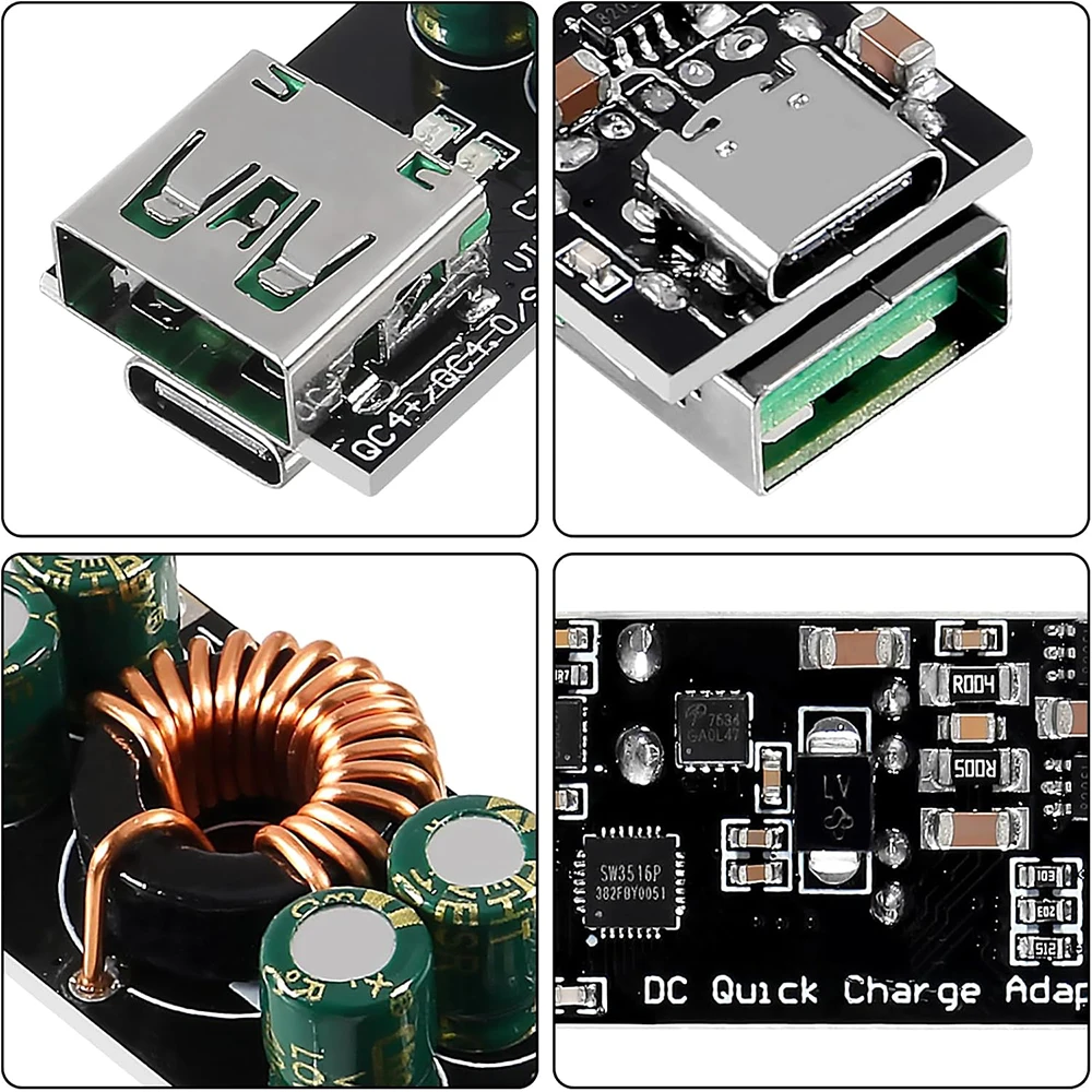 60W 6 35V DC To USB Type C PD 3 0 QC4 Type A QC3 0 DC Fast Charge 12V