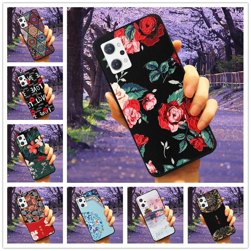 Para oppo reno 7a caso 5a 3a reno 7 um 3d retro macio relevo de ...