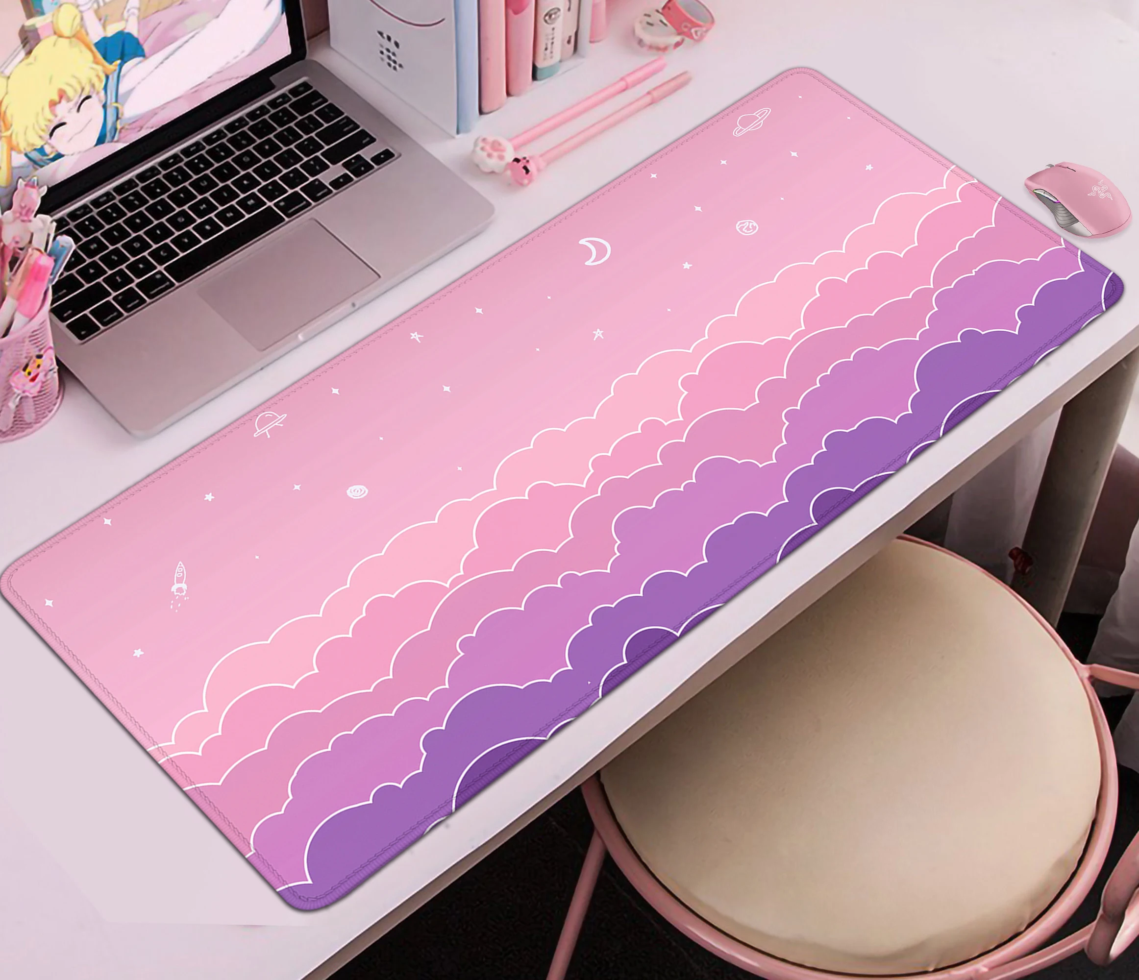 Pastel-Clouds-Desk-Mat-Kawaii-Purple-Mouse-Pad-Cute-XL-Desk-Pad ...