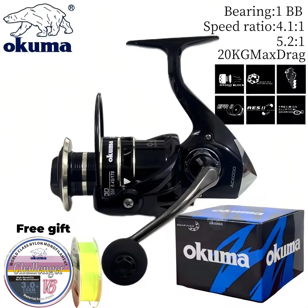 OKUMA-Spinning-reel-Flagship-Drum-Ocean-Fishing-Reel-AC-2000-10000 ...