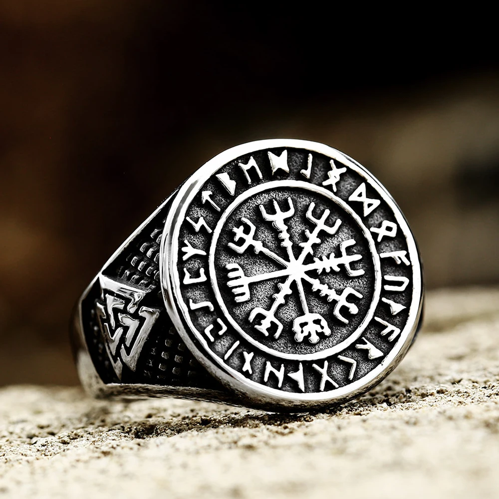 Vintage-Viking-Ring-Vegvisir-Stainless-Steel-Nordic-Viking-Rune-Rings ...