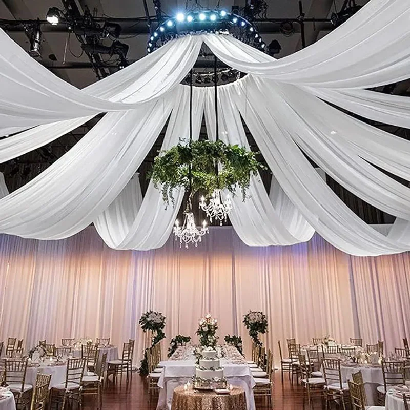 White-Wedding-Dress-Ceiling-Drapes-Roof-Canopy-Decor-Draping-Fabric ...