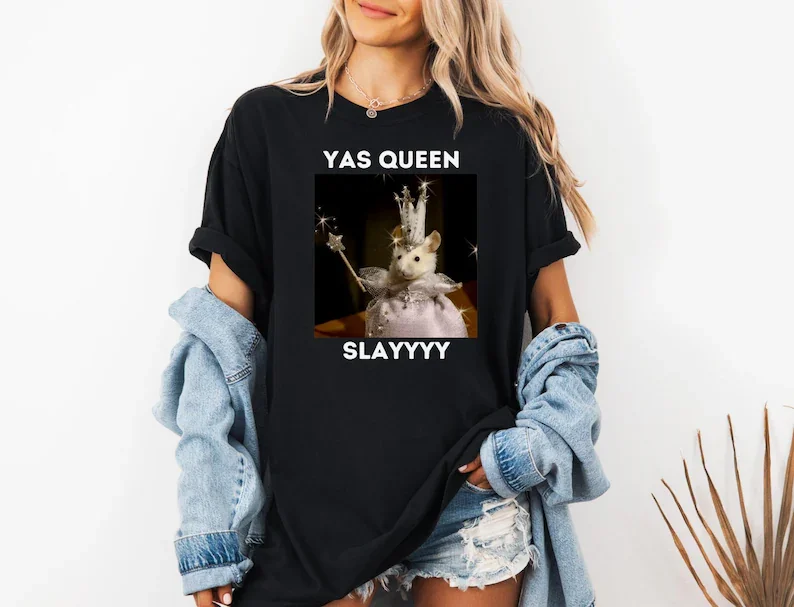 Yas Queen Slay Women's T-shirt Vintage Men Tee Streetwear Cotton ...