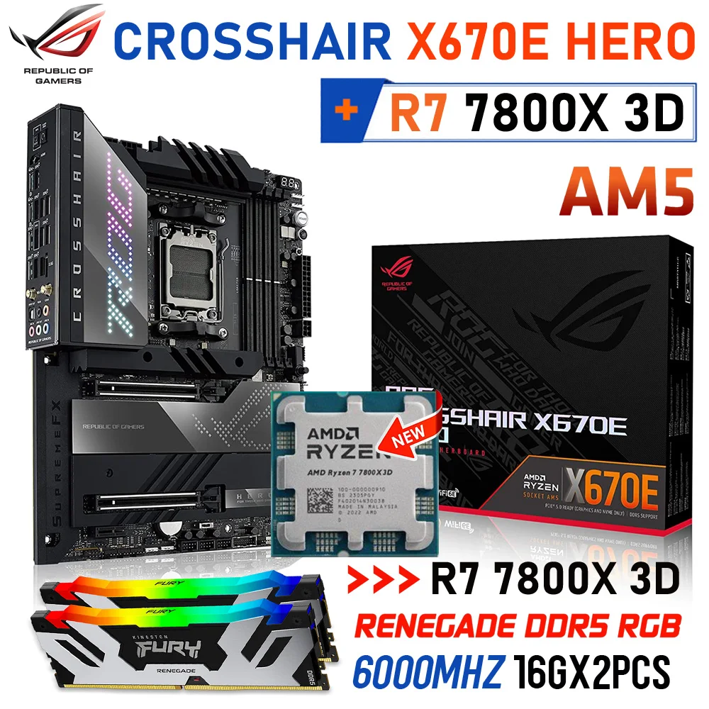 AM5-ASUS-ROG-CROSSHAIR-x6hero-kahraman-anakart-R7-7800X3D-CPU-i-lemci ...