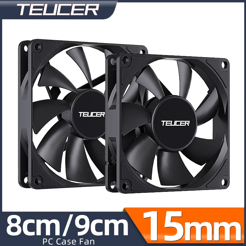 Teucer-8cm-9cm-PC-Case-Fan-12V-4Pin-PWM-Large-Air-Volume-Slim-15mm ...