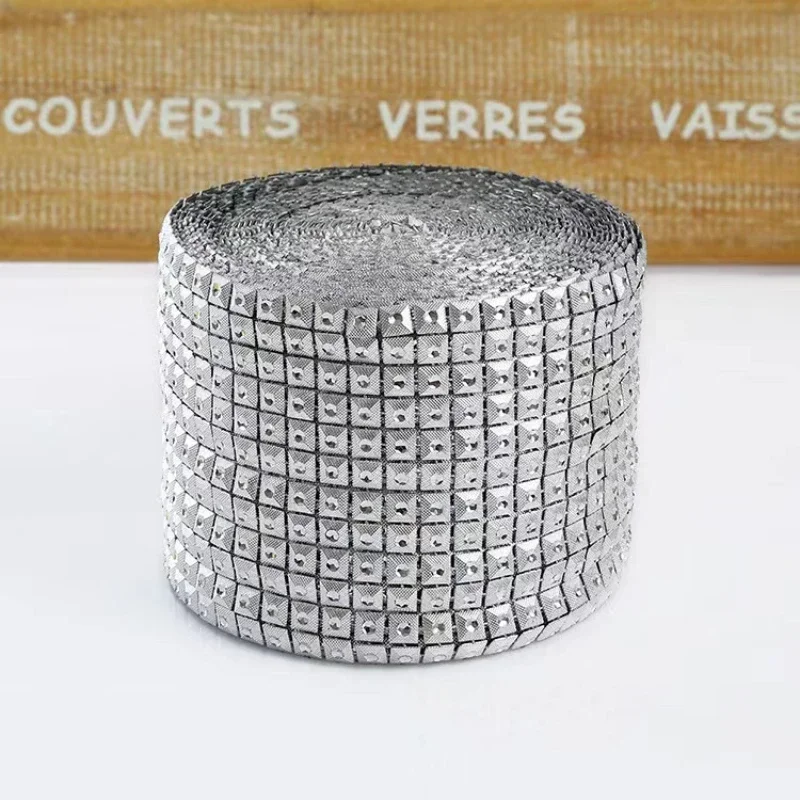 1 Yard Square Mesh Drill Sparkling Diamond Mesh Wrap Rhinestone Ribbon ...