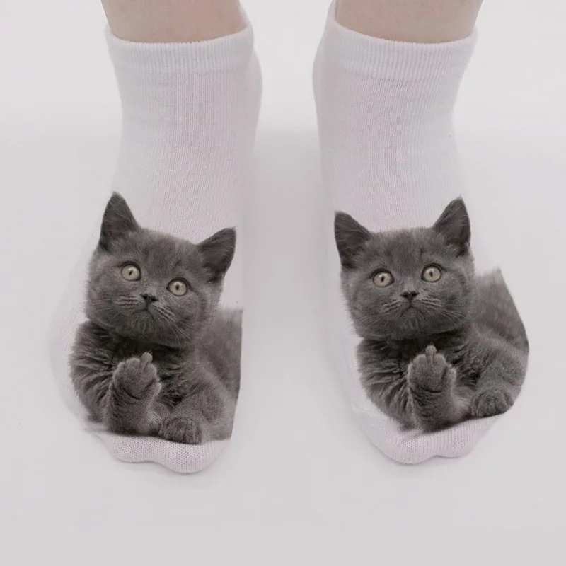 Funny-Cat-Sock-3D-Cat-Printed-Anklet-Socks-Low-Cut-Sports-Sock-Cute ...