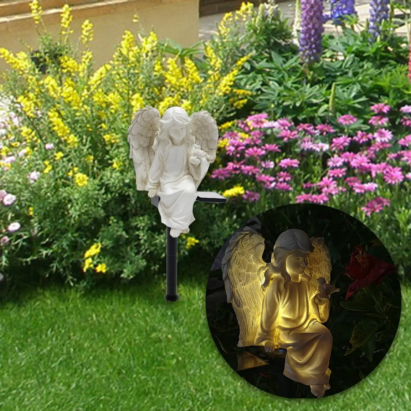 Solar-Garden-Statue-Angel-Figurine-with-Solar-Light-Weatherproof-Angel ...