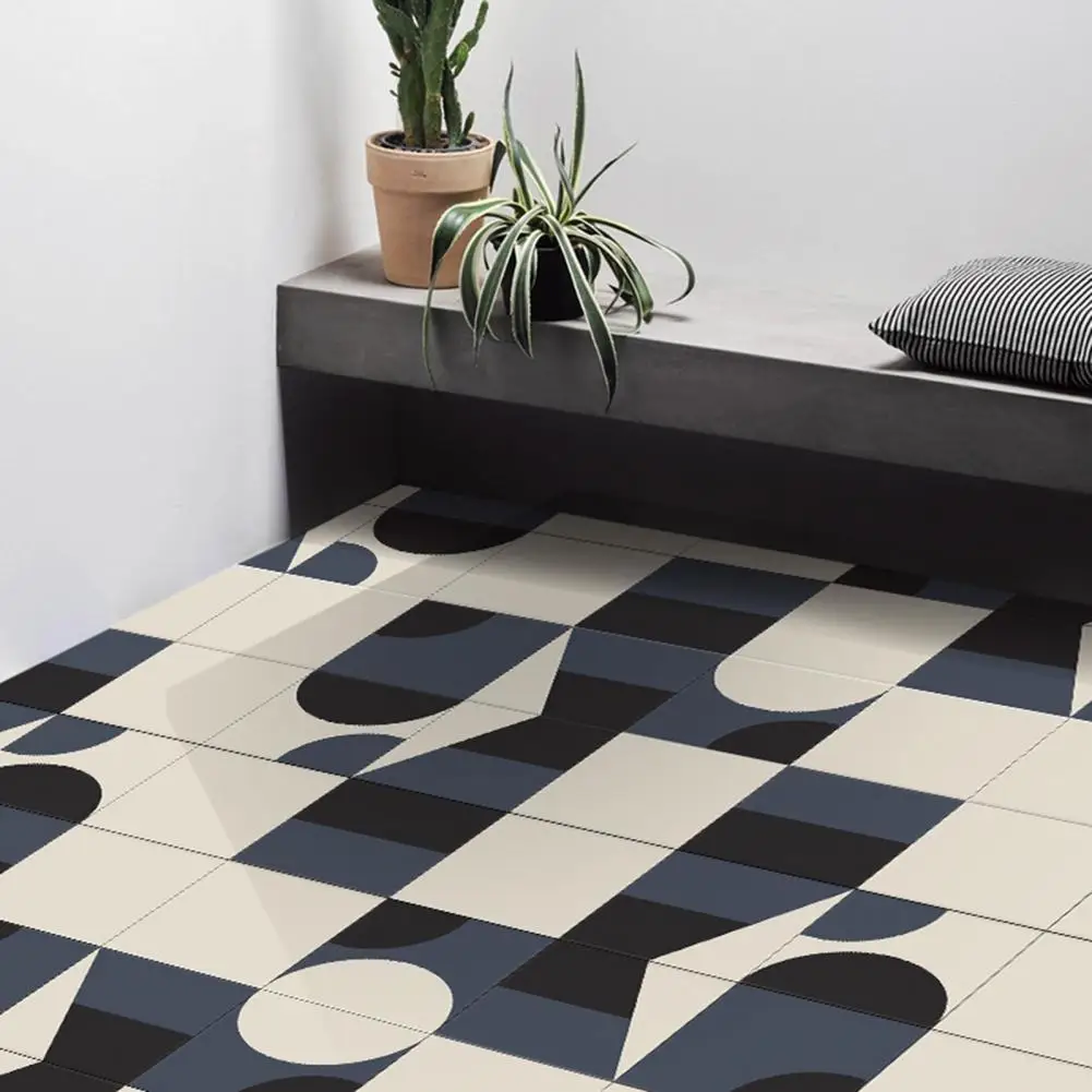 Geometric Floor Sticker Portable Retro Mosaic Tile Mural Wall Sticker ...