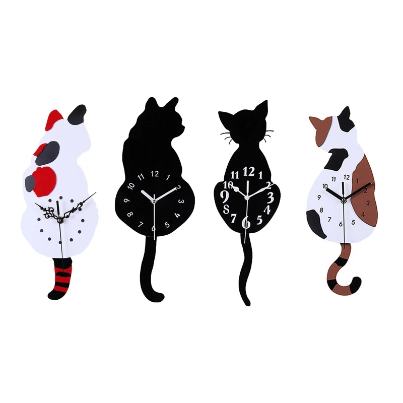 for-Creative-for-Cat-Wall-Clock-Wag-Tail-Acrylic-Decorative-No-Ticking ...
