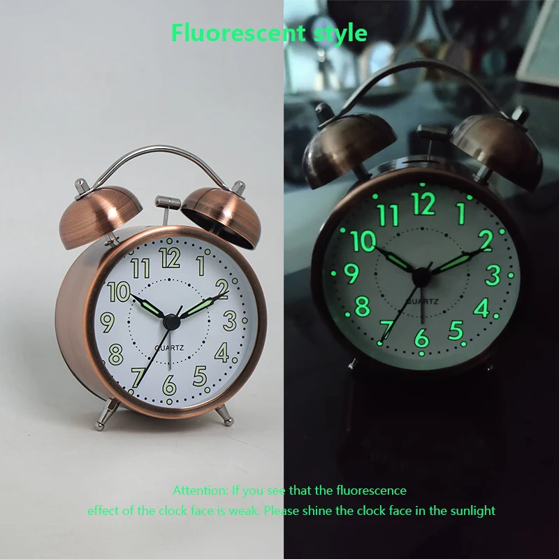 1pc 3 inch vintage metal quartz alarm clock, fluorescent digital desk ...