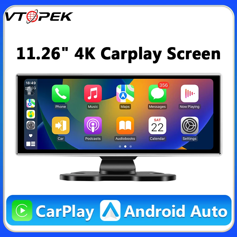 Vtopek-New-11-26-Inch-4K-Carplay-Screen-Wireless-CarPlay-Android-Auto-Car-Multimedia-Video ...