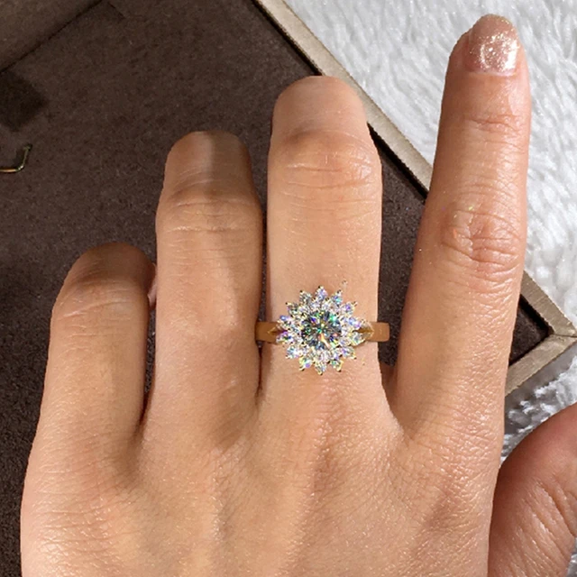 Luxury Female White Zircon Stone Ring Rose Gold Silver, 42% OFF