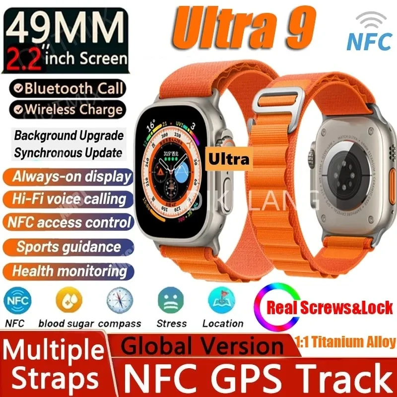 GPS Smart Watch 49mm Ultra 9 Bluetooth Call NFC Compass Route Track ...