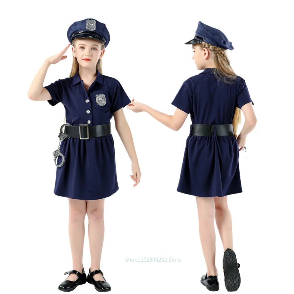 Girls-Police-Uniform-Children-Policeman-Dress-Cosplay-Costume-Kids ...