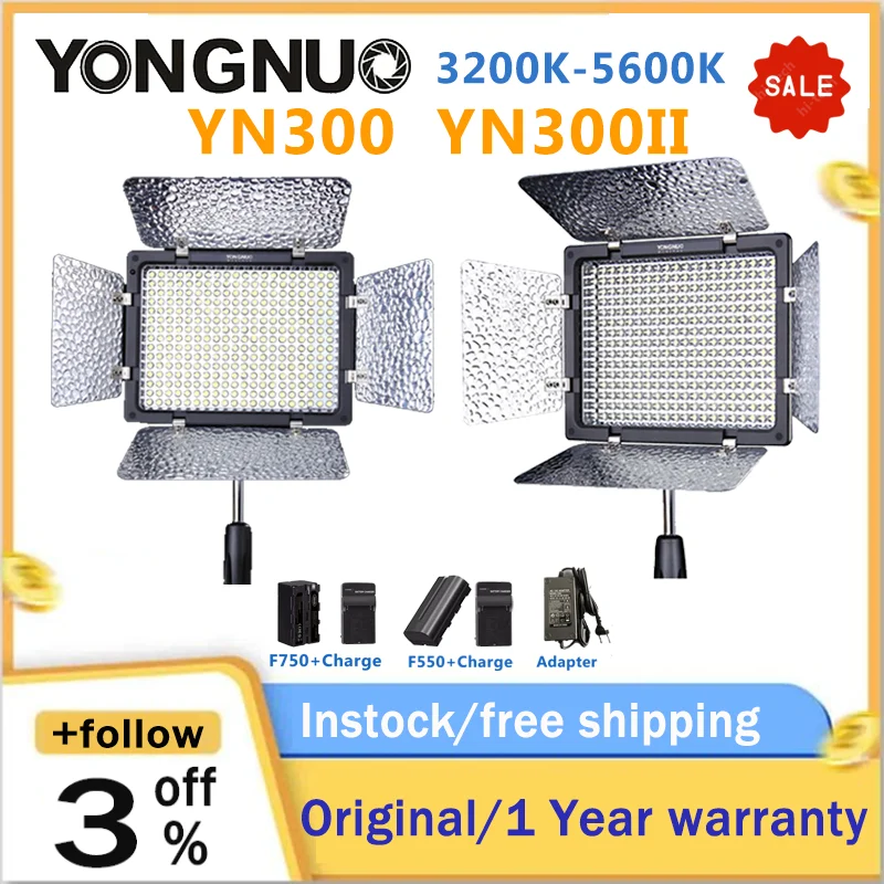 YONGNUO YN300 YN300II 3200-5600K Camera Shooting Light Video LED Lights ...