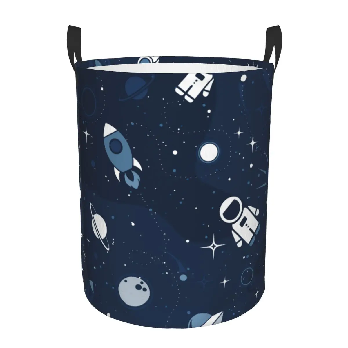 Folding-Laundry-Basket-Cute-Astronaut-Spaceship-Rocket-Moon-Stars-Dirty ...